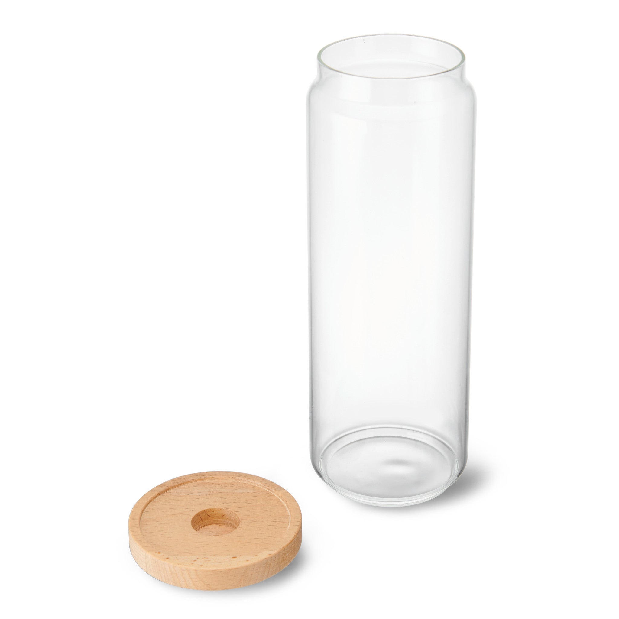 KitchenCraft Idilica Glass Storage Jar with Beechwood Lid, 1300ml ...