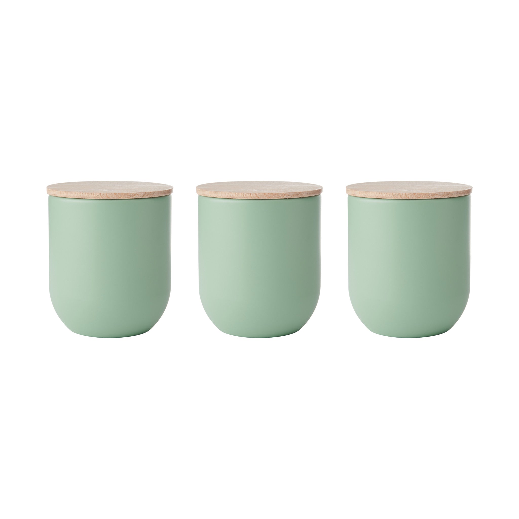 Idilica 3pc Set of Green Kitchen Canisters with Beechwood Lid ...