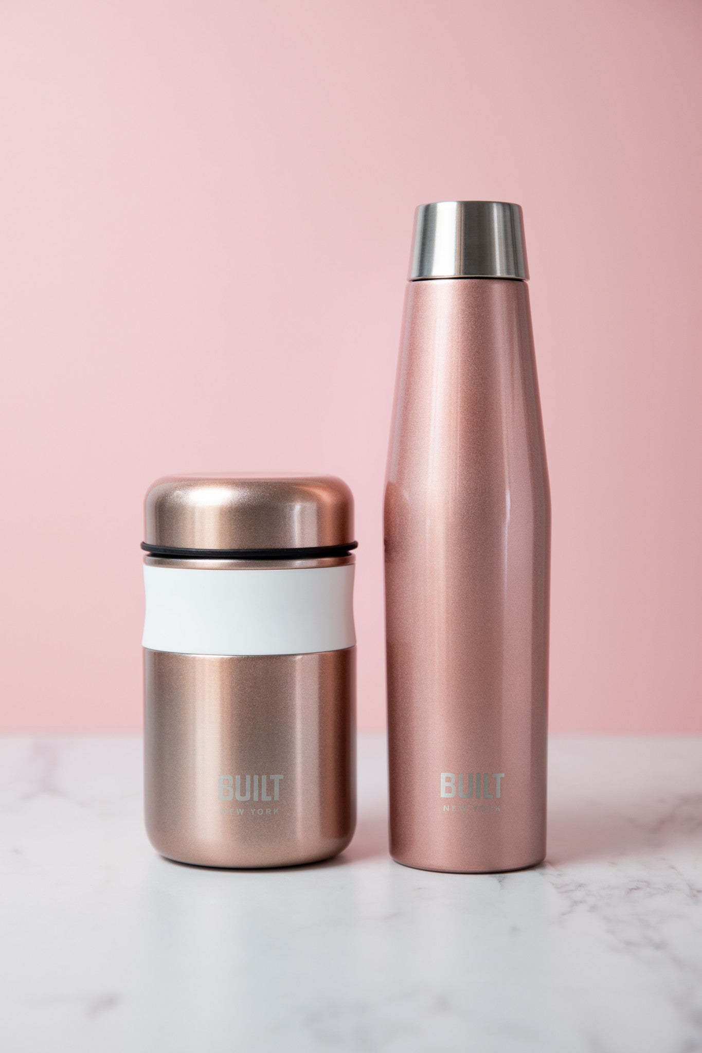 BUILT Apex Insulated Water Bottle & Food Flask Set, Rose Gold ...