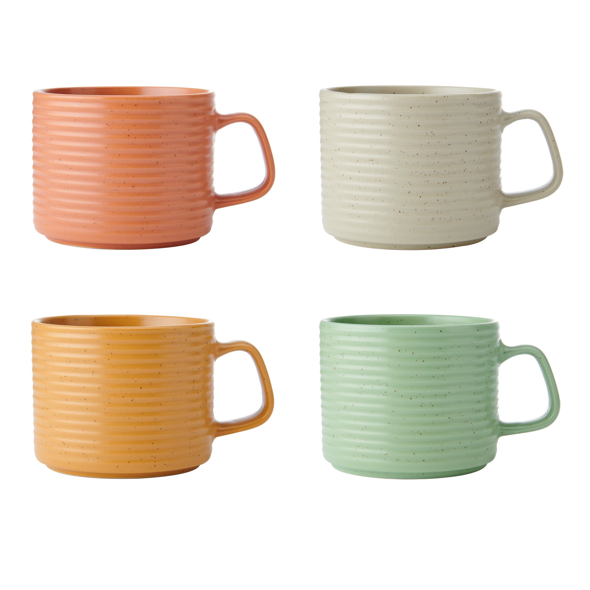 KitchenCraft Idilica Stacking Stoneware Mugs, Set of Four, 400ml ...