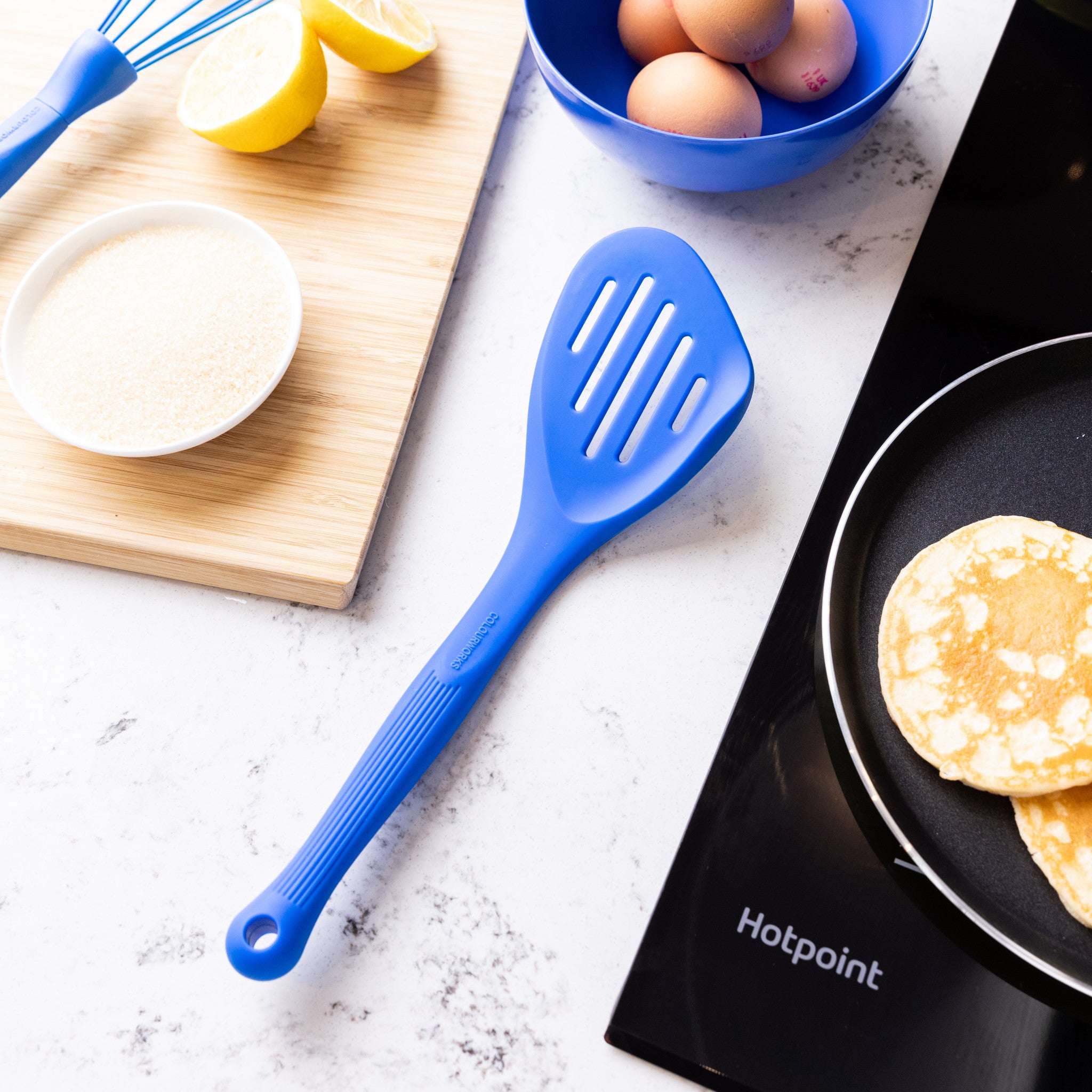 Colourworks Blue Silicone Fish Slice with Raised Edge, Slotted Design ...