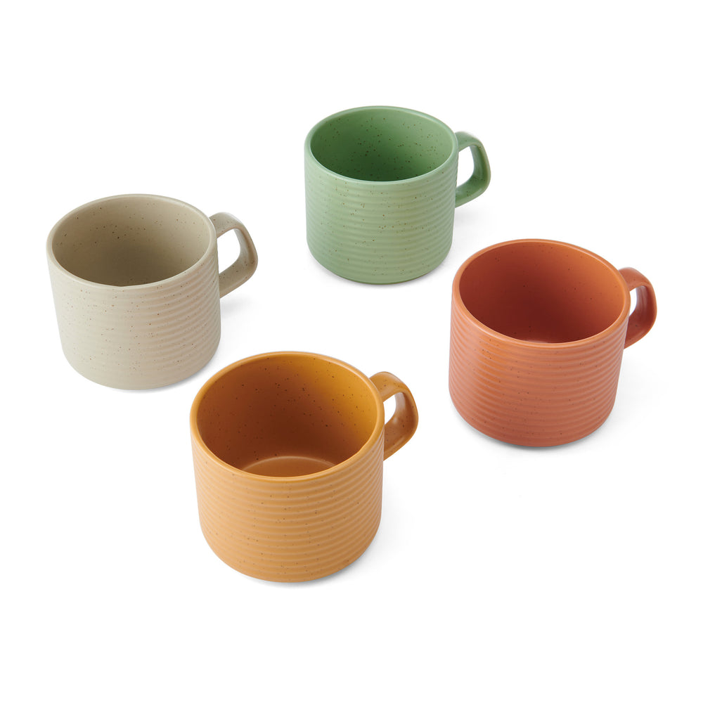 KitchenCraft Idilica Stacking Stoneware Mugs, Set of Four, 400ml ...