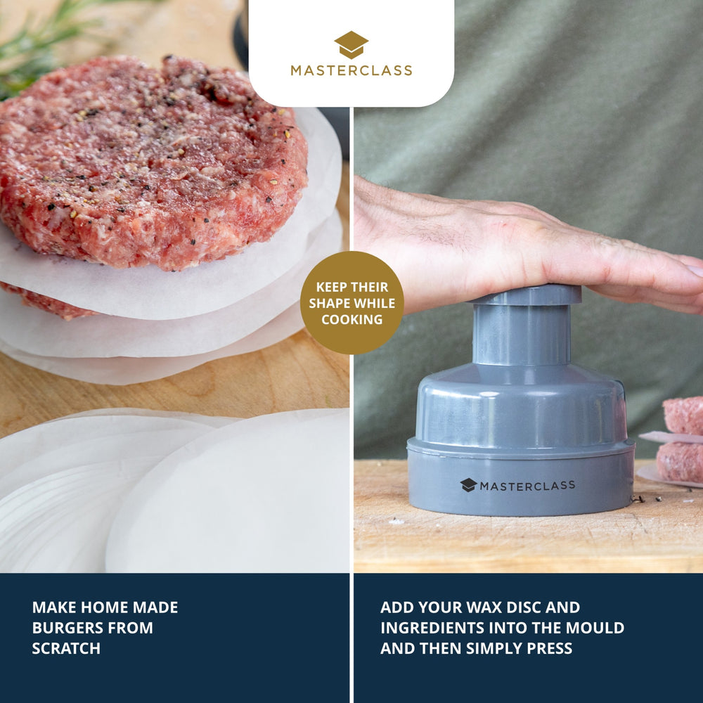 MasterClass Spring-Form Burger Maker with 100 Wax Discs – CookServeEnjoy