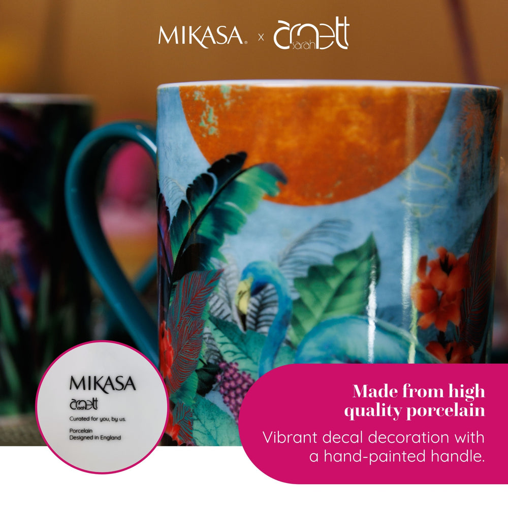 Mikasa x Sarah Arnett Porcelain Mug with Flamingo Print, 350ml ...