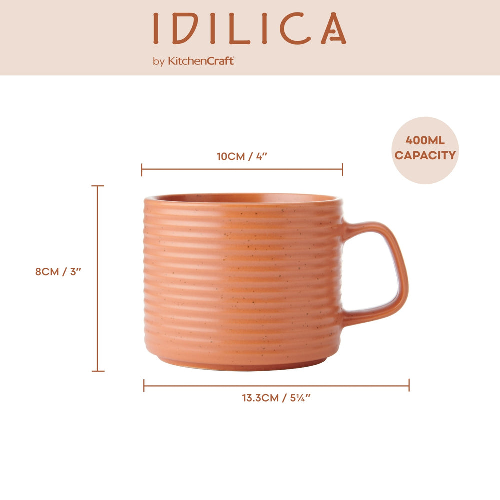 KitchenCraft Idilica Stacking Stoneware Mugs, Set of Four, 400ml ...