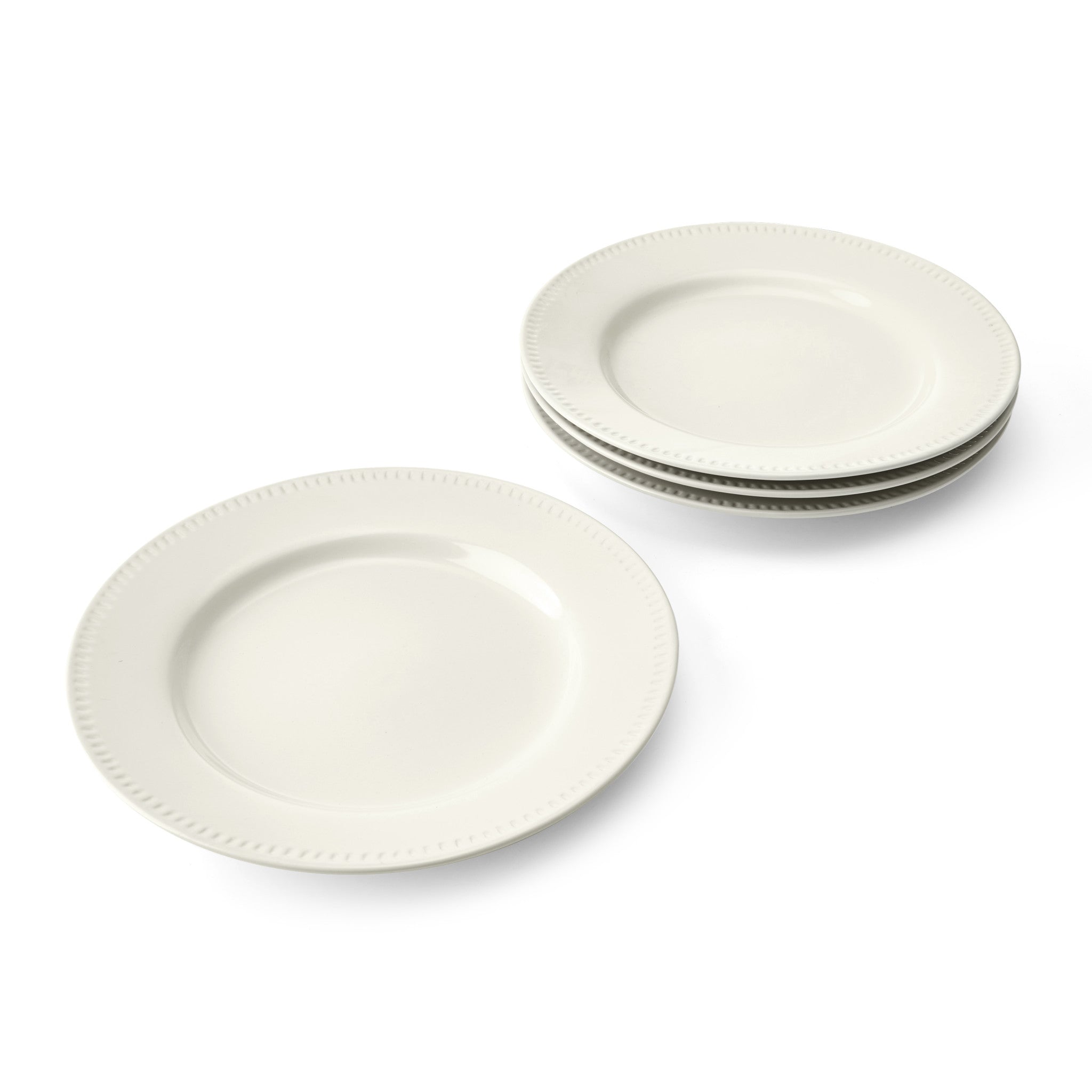 Mikasa Cranborne Stoneware Dinner Plates, Set of 4, 27cm, Cream ...