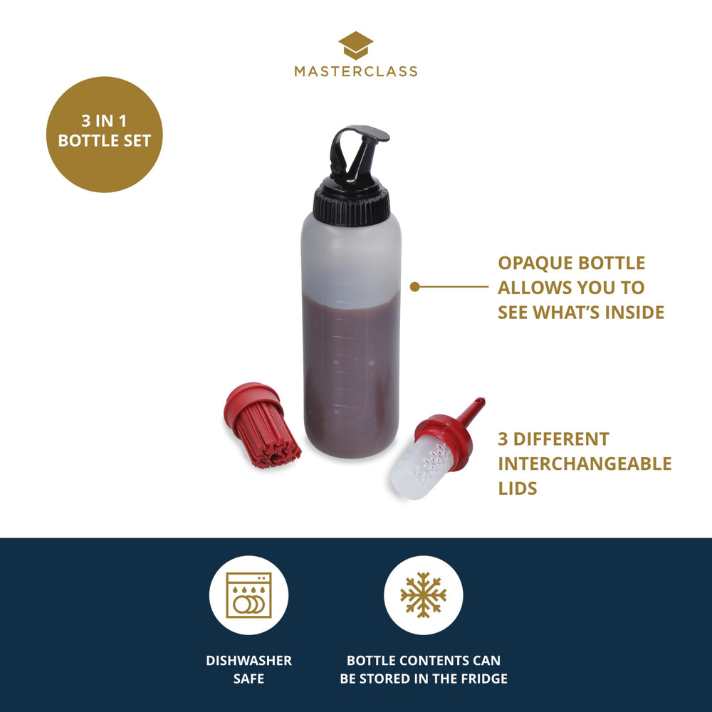 MasterClass Barbecue Bottle Set with 3 Interchangeable Heads, 350ml ...