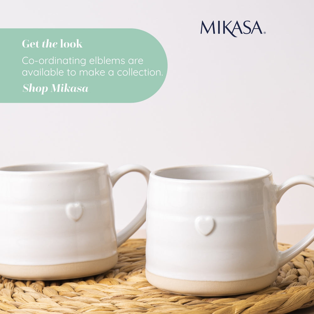 Mikasa Farmhouse Heart Stoneware Mugs, Set of 2, 380ml, White – CookServeEnjoy
