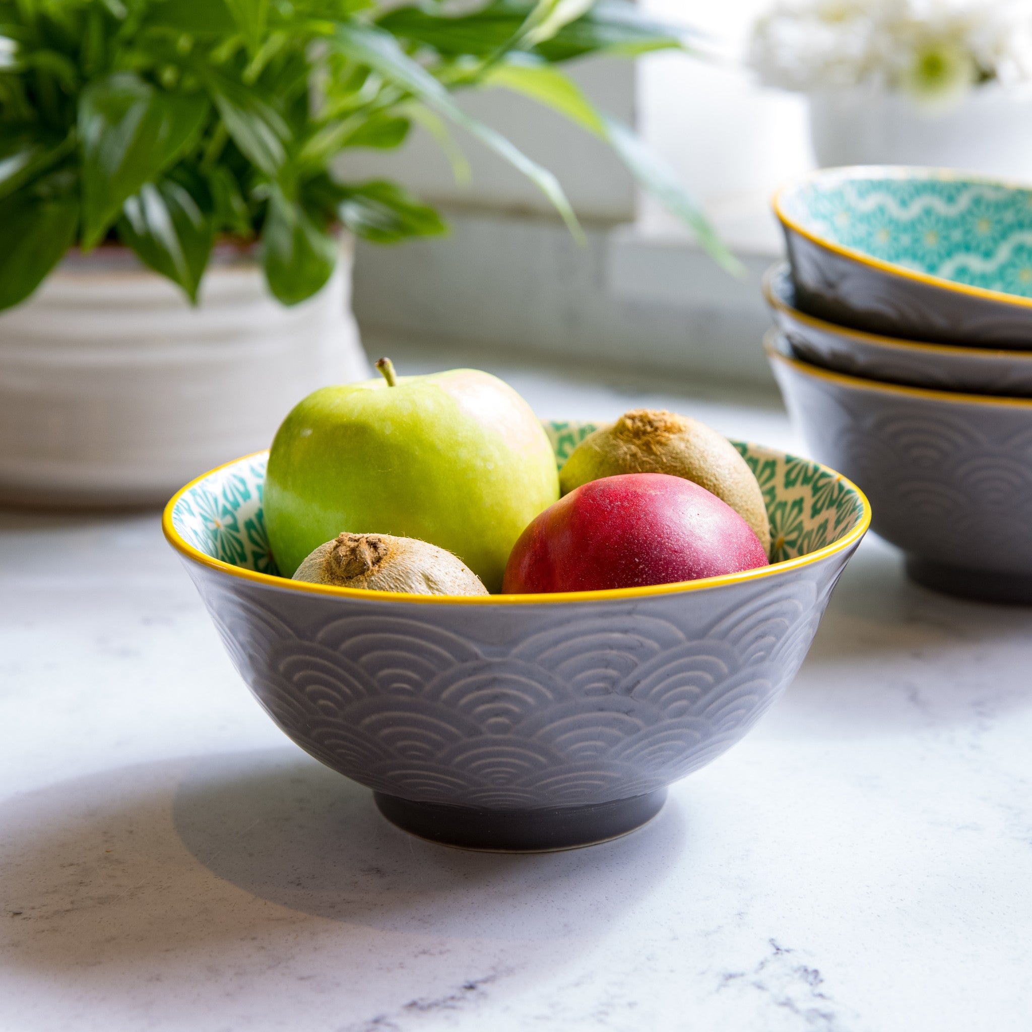 Set of 4 KitchenCraft Grey Arched Pattern Ceramic Bowls – CookServeEnjoy