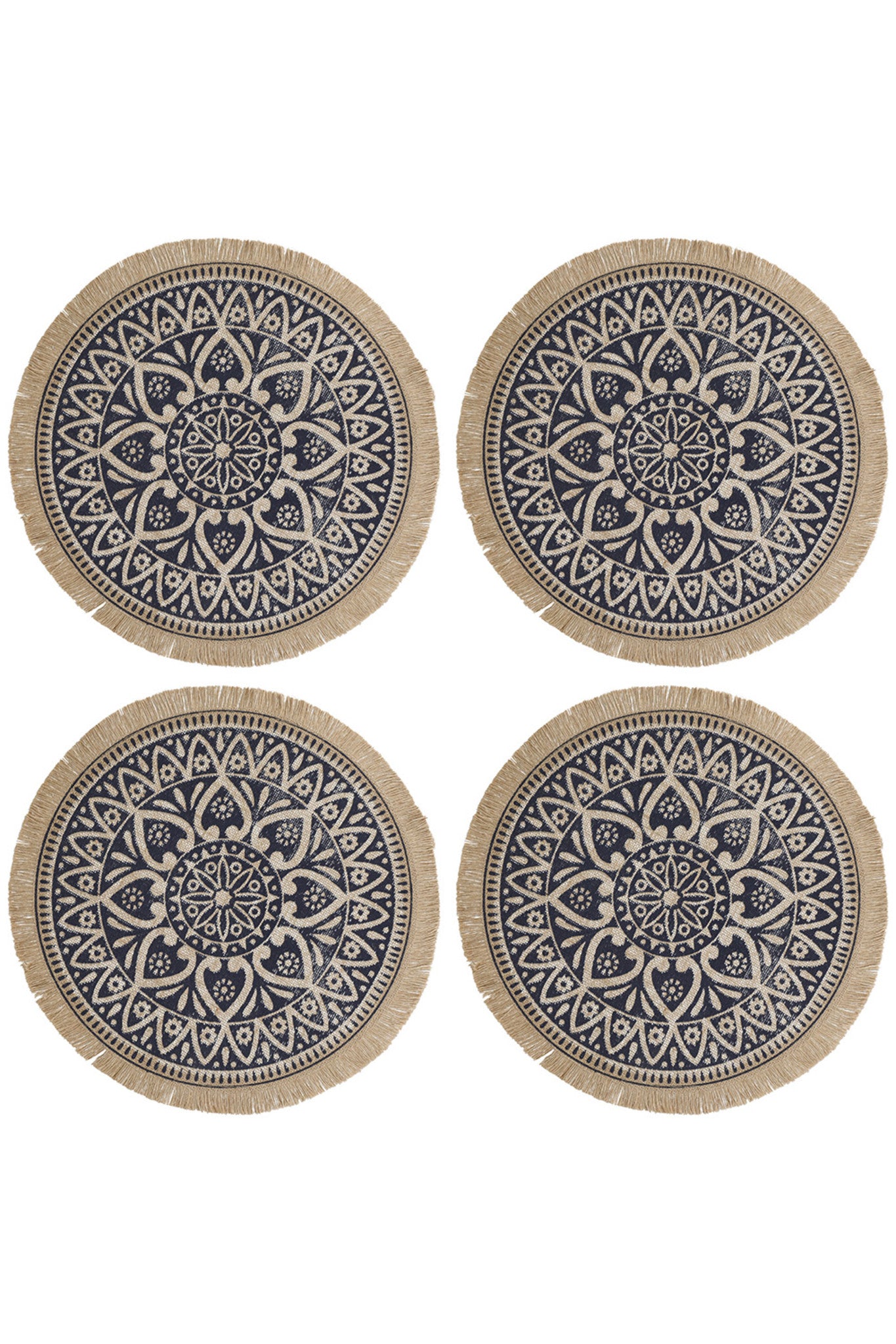 Creative Tops Set of 4 Jute Placemats with Mandala Design, Natural Pri ...