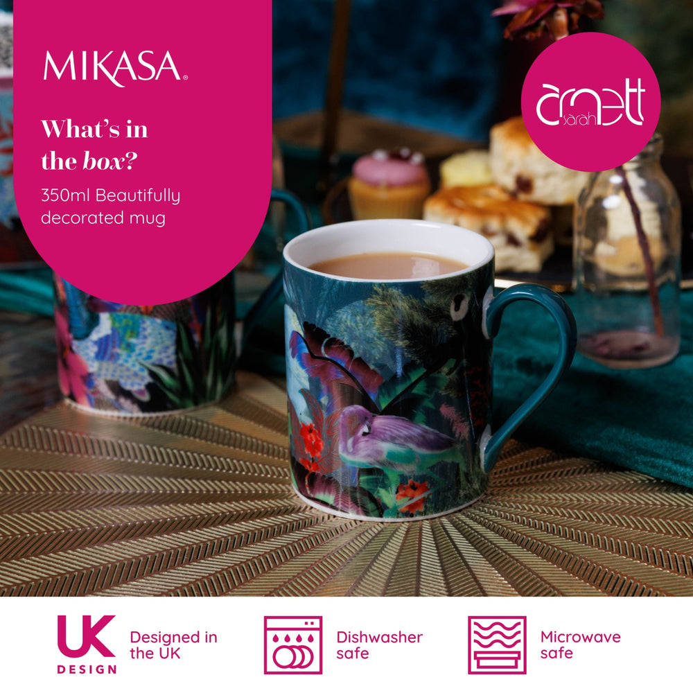 Mikasa x Sarah Arnett Porcelain Mug with Flamingo Print, 350ml ...