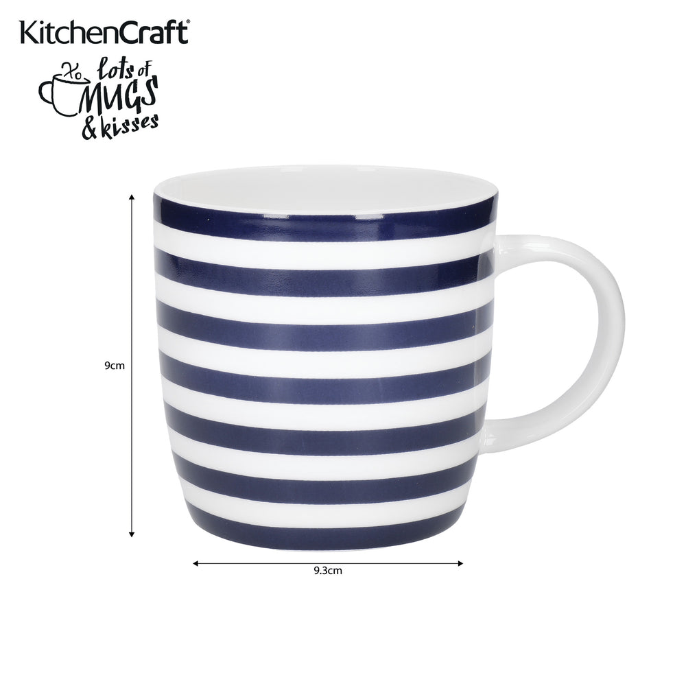 KitchenCraft Navy Blue and White Stripe Mugs - Set of 4 – CookServeEnjoy