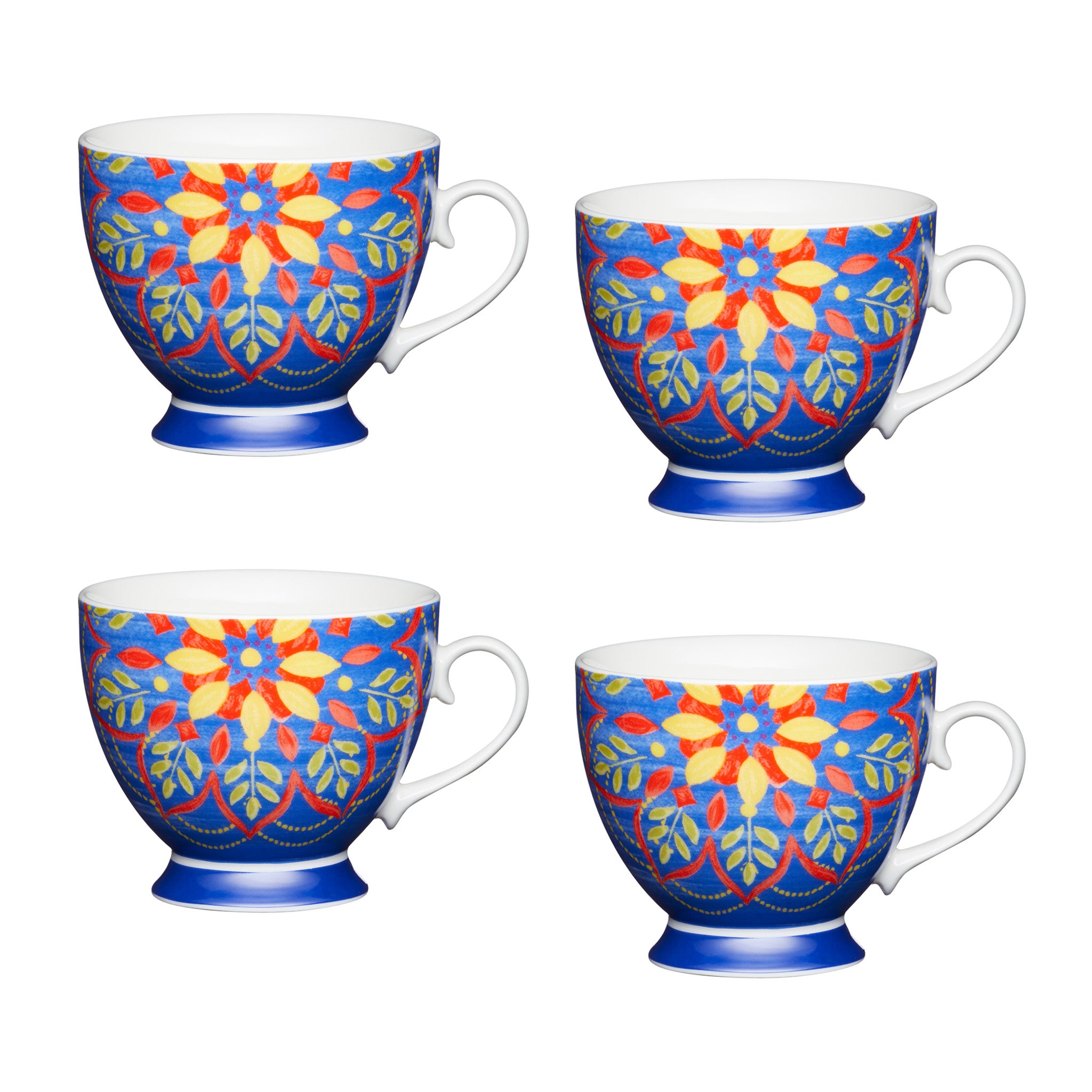 Set of 4 KitchenCraft China Moroccan Blue Footed Mugs – CookServeEnjoy