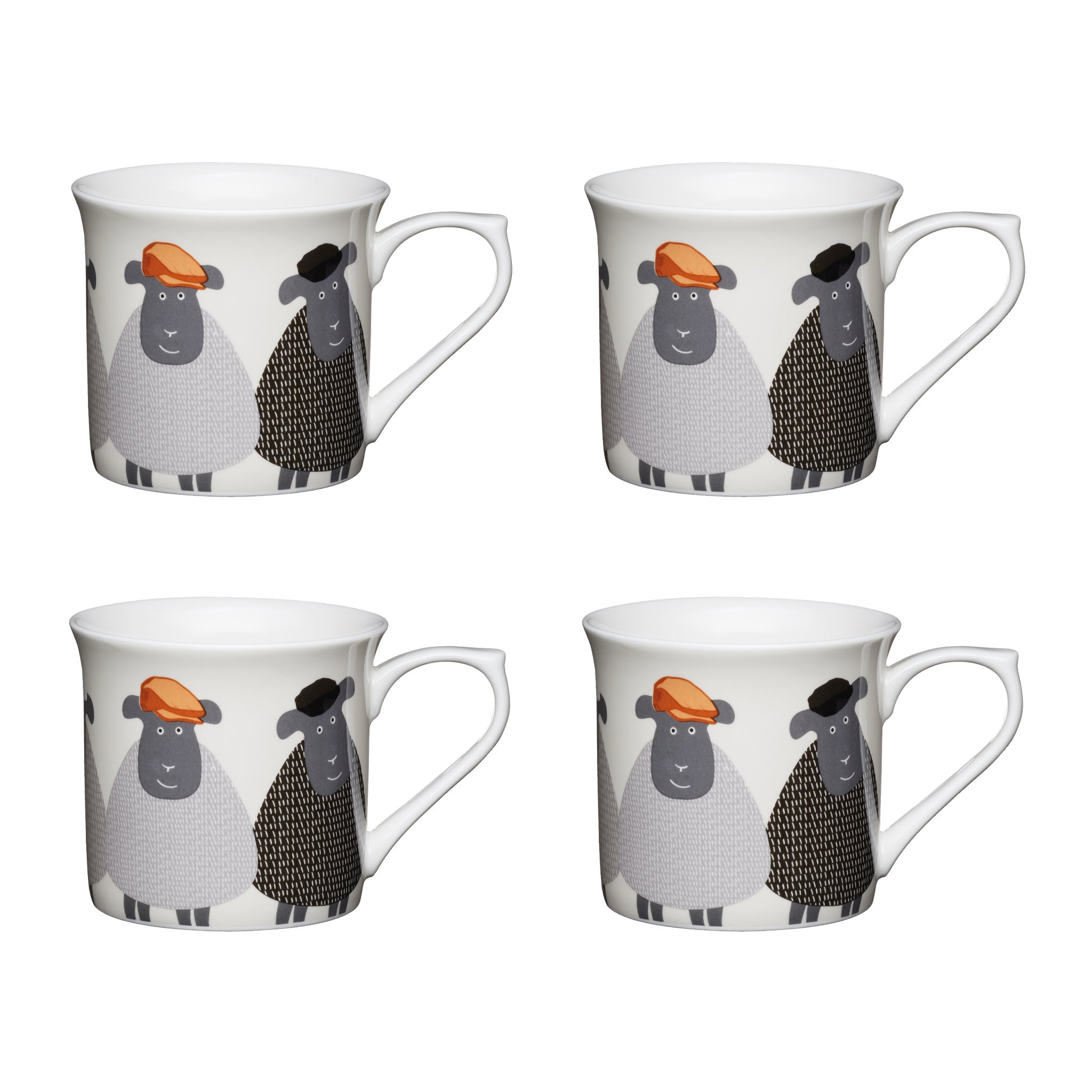 Set of 4 KitchenCraft Fluted China Sheep Mugs – CookServeEnjoy