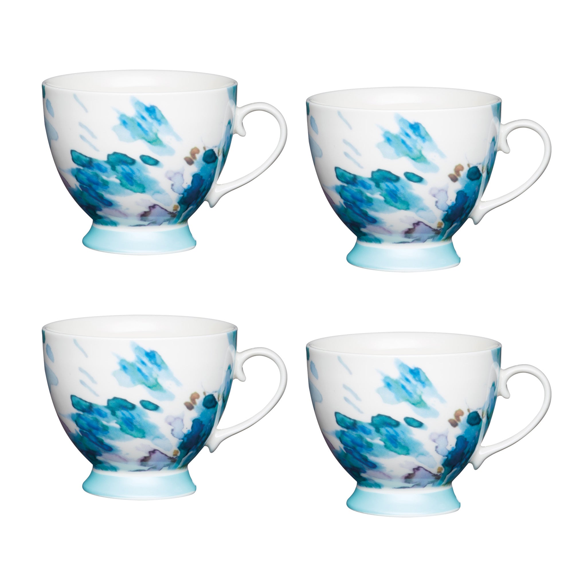 Set of 4 KitchenCraft China Painted Floral Footed Mugs – CookServeEnjoy