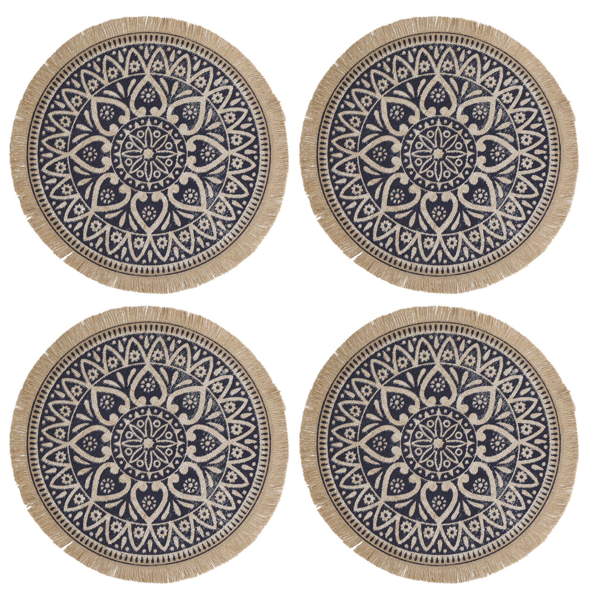 Creative Tops Set of 4 Jute Placemats with Mandala Design, Natural Pri ...